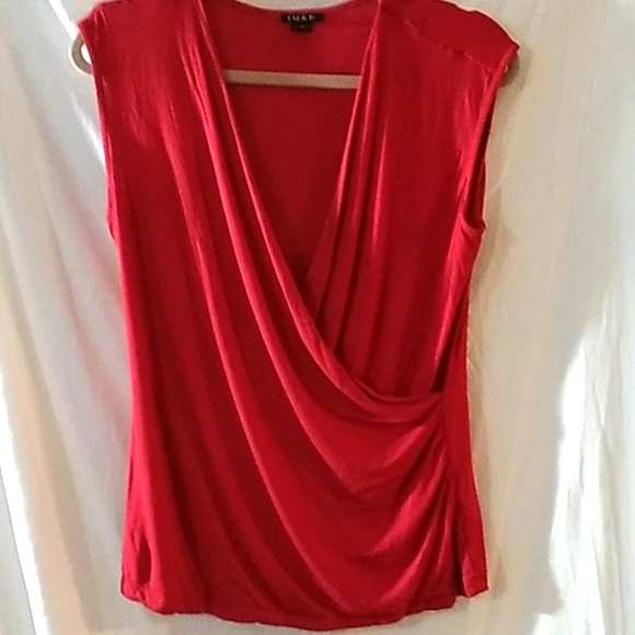 IMAN | Tops | Iman Red Ruched Top | Poshmark